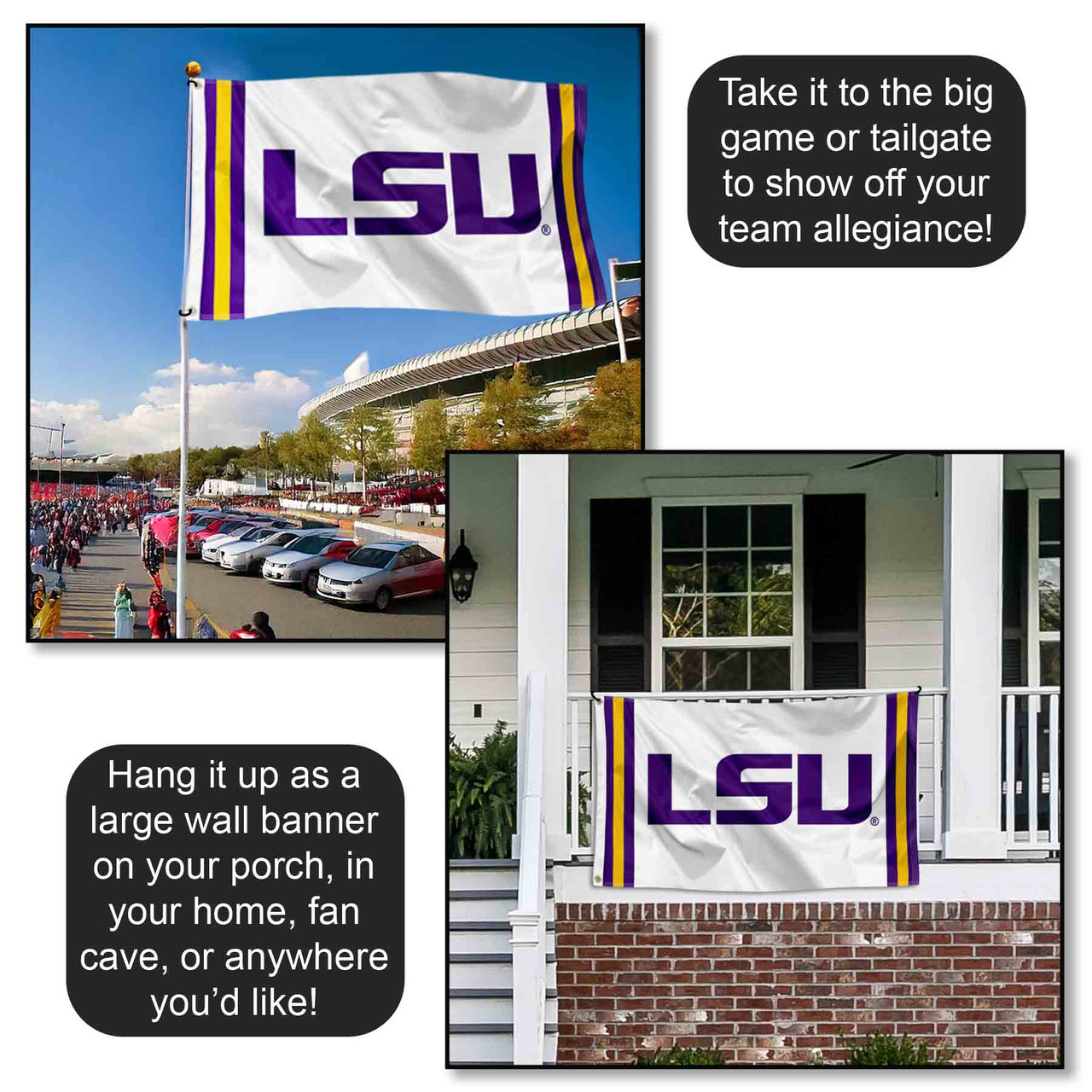 LSU Tigers Jersey Stripes Flag - State Street Products