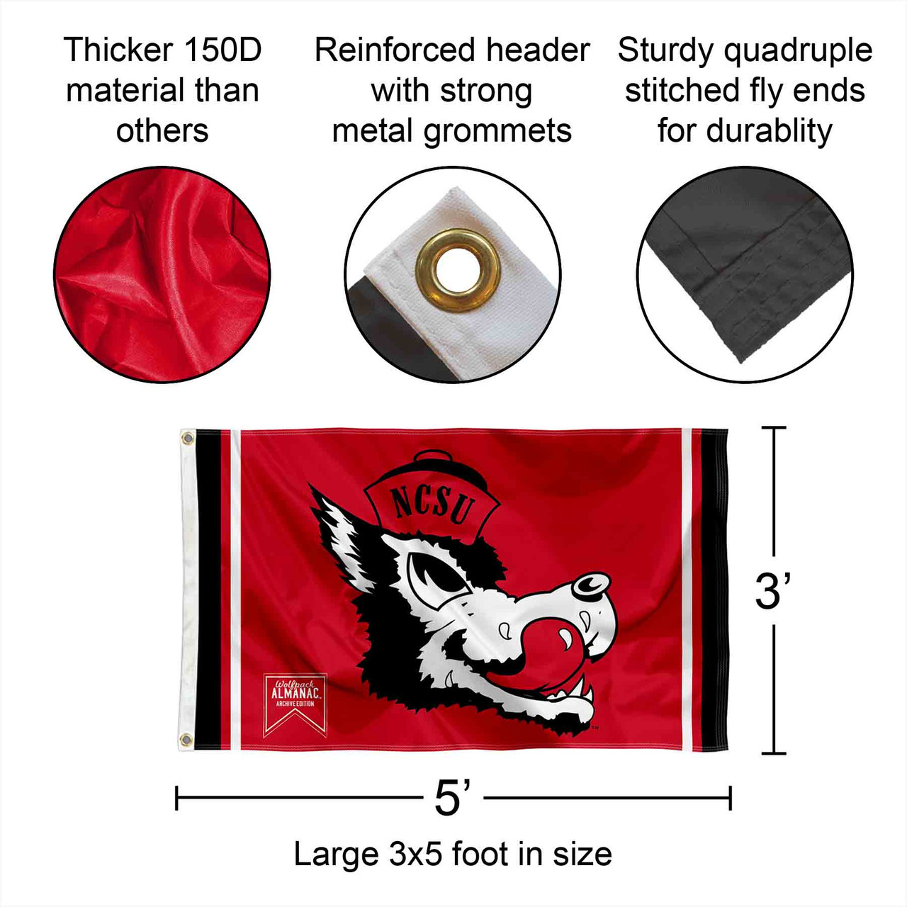 NC State Wolfpack Retro Vintage Throwback Flag - State Street Products