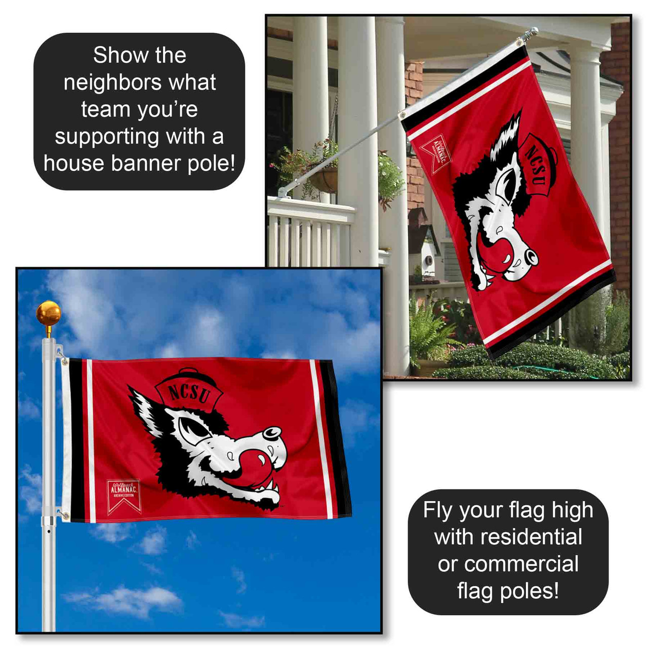 NC State Wolfpack Retro Vintage Throwback Flag - State Street Products