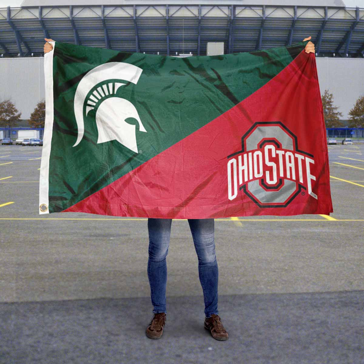 Michigan State vs Ohio State House Divided 3x5 Flag - State Street Products