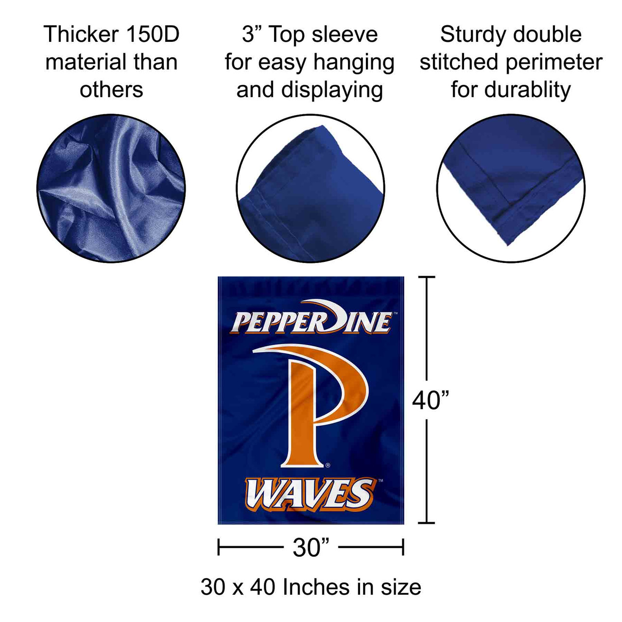 Pepperdine Waves Blue House Flag - State Street Products