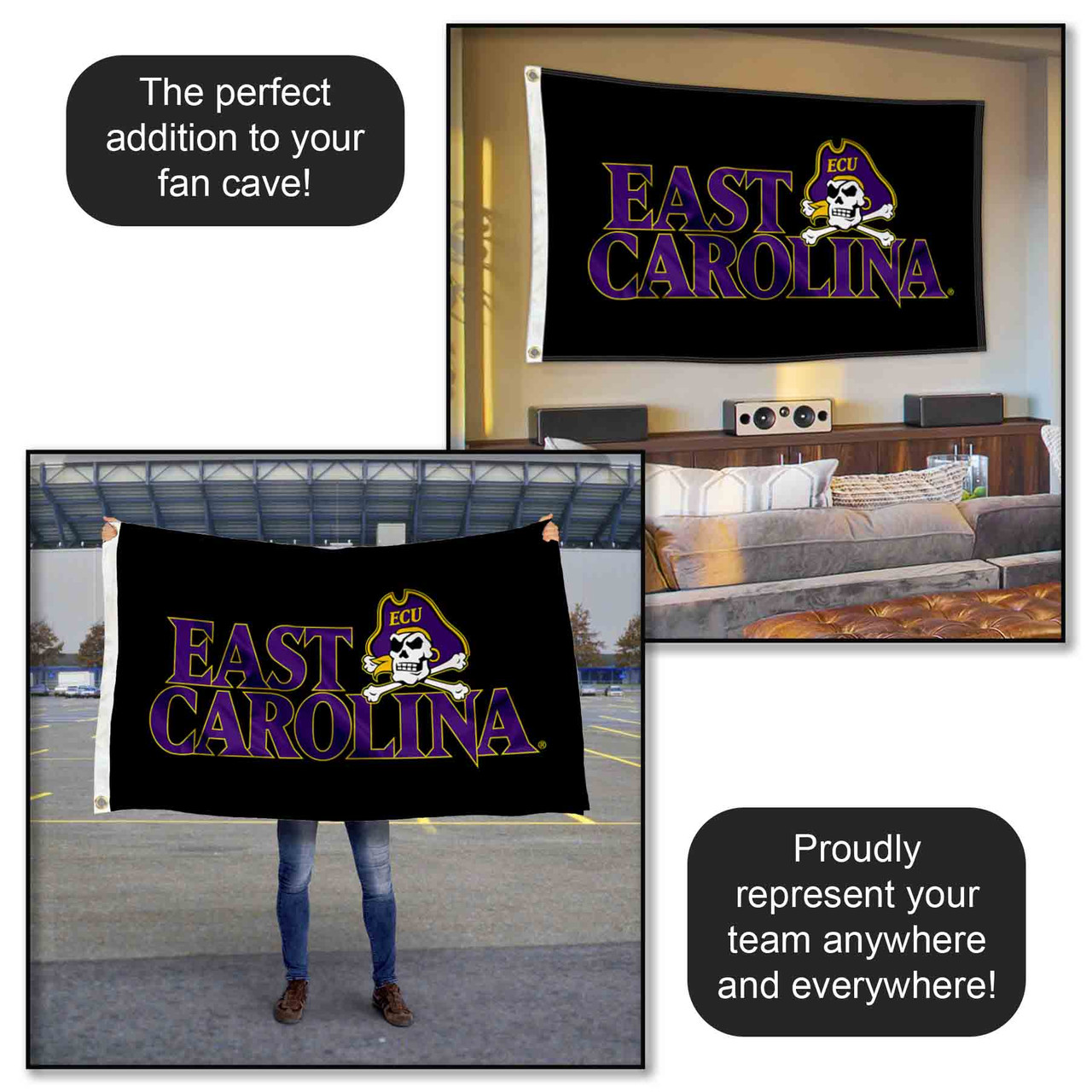 ECU Pirates Black Flag - State Street Products