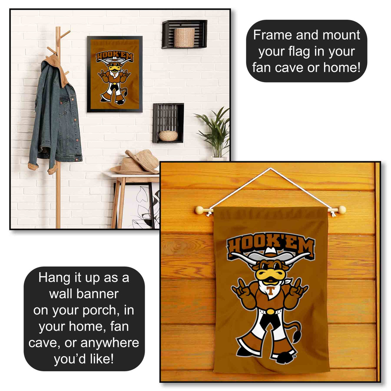 Hook Em Horns Texas Garden Flag - State Street Products
