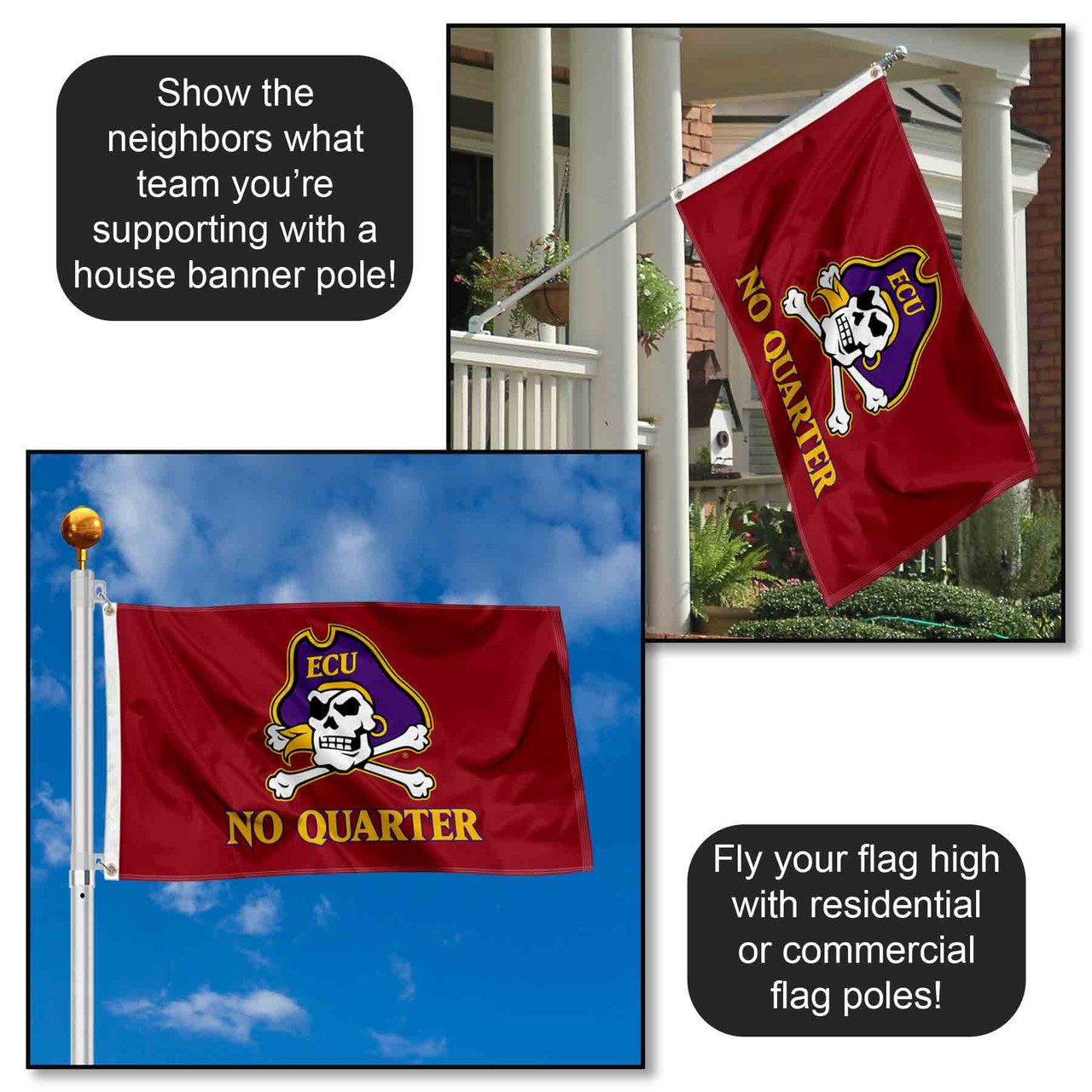 ECU Pirates No Quarter Flag - State Street Products