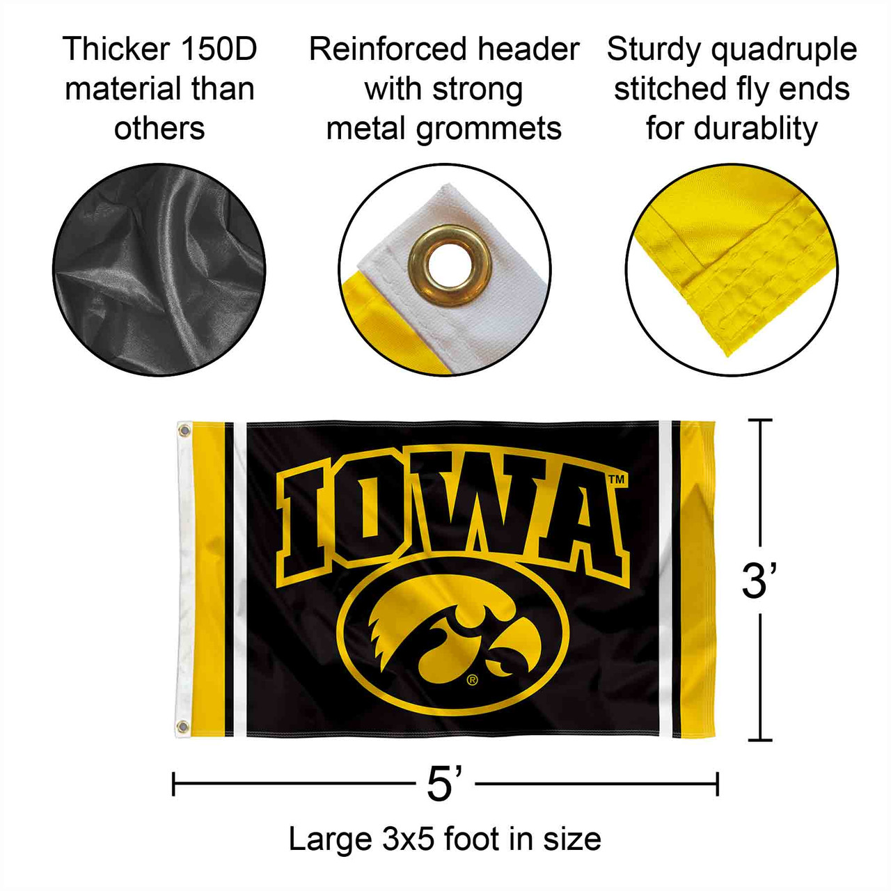 Iowa Hawkeyes Arched Wordmark Flag - State Street Products