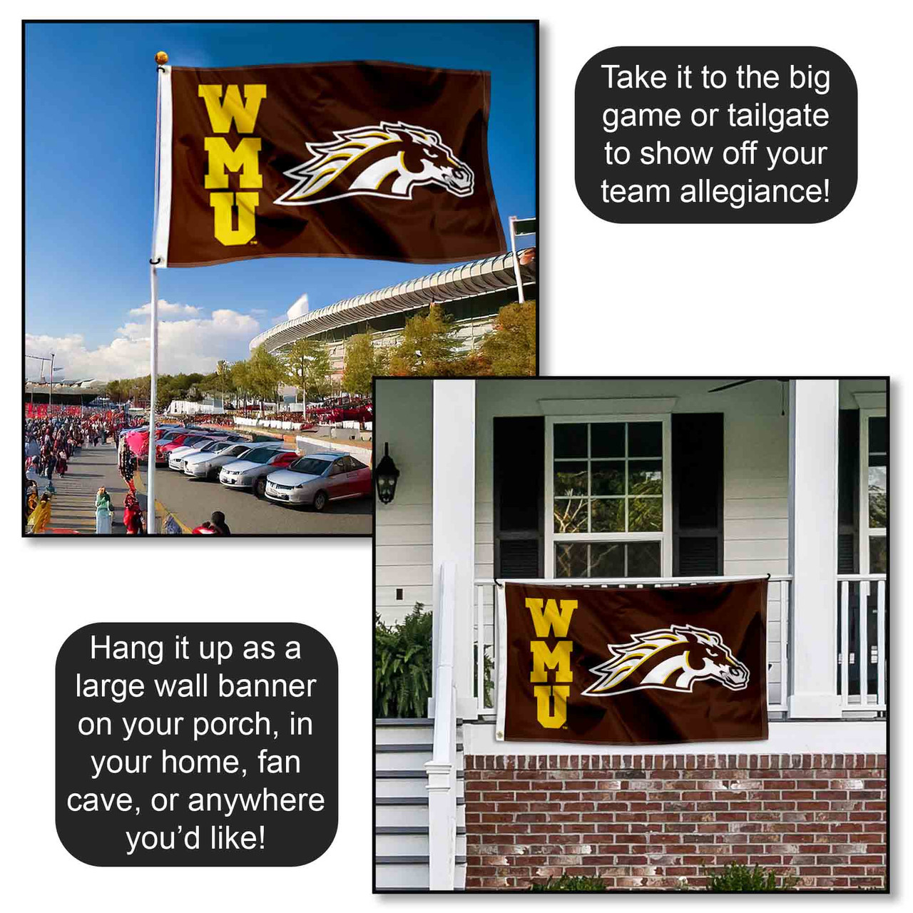 Western Michigan Broncos WMU Logo Flag - State Street Products