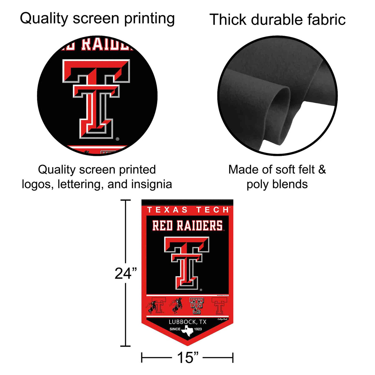 Texas Tech Red Raiders Heritage Logo History Banner - State Street Products