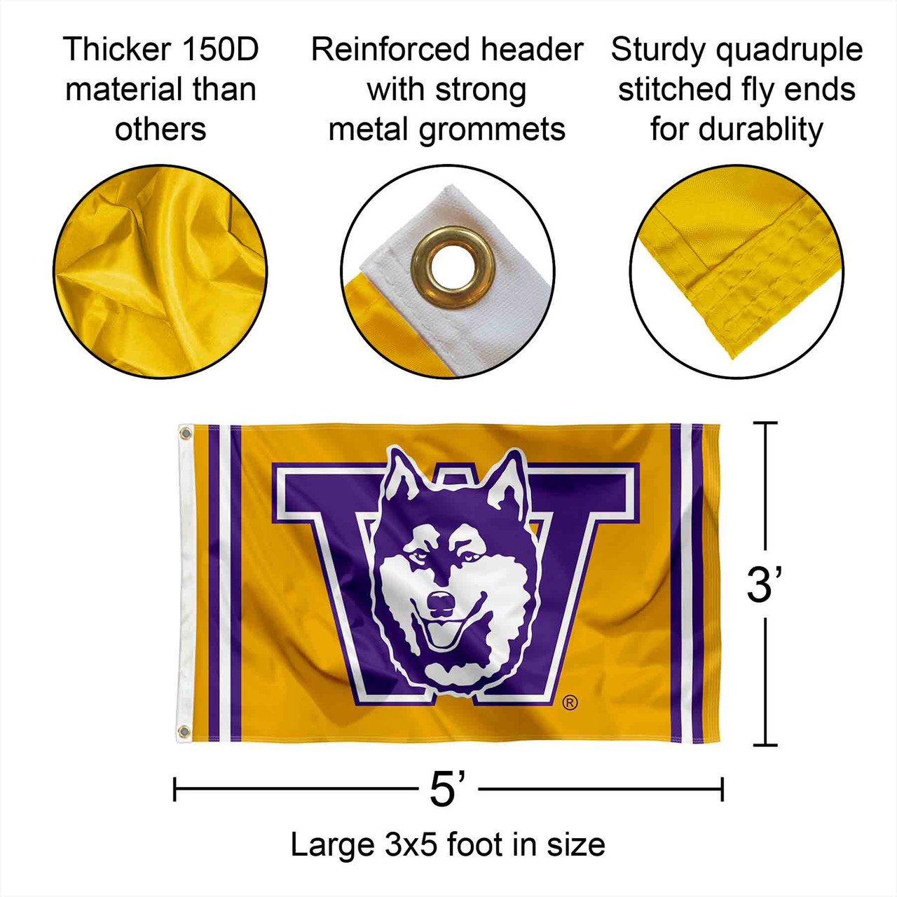 Washington Huskies Throwback Vault Logo Flag - State Street Products