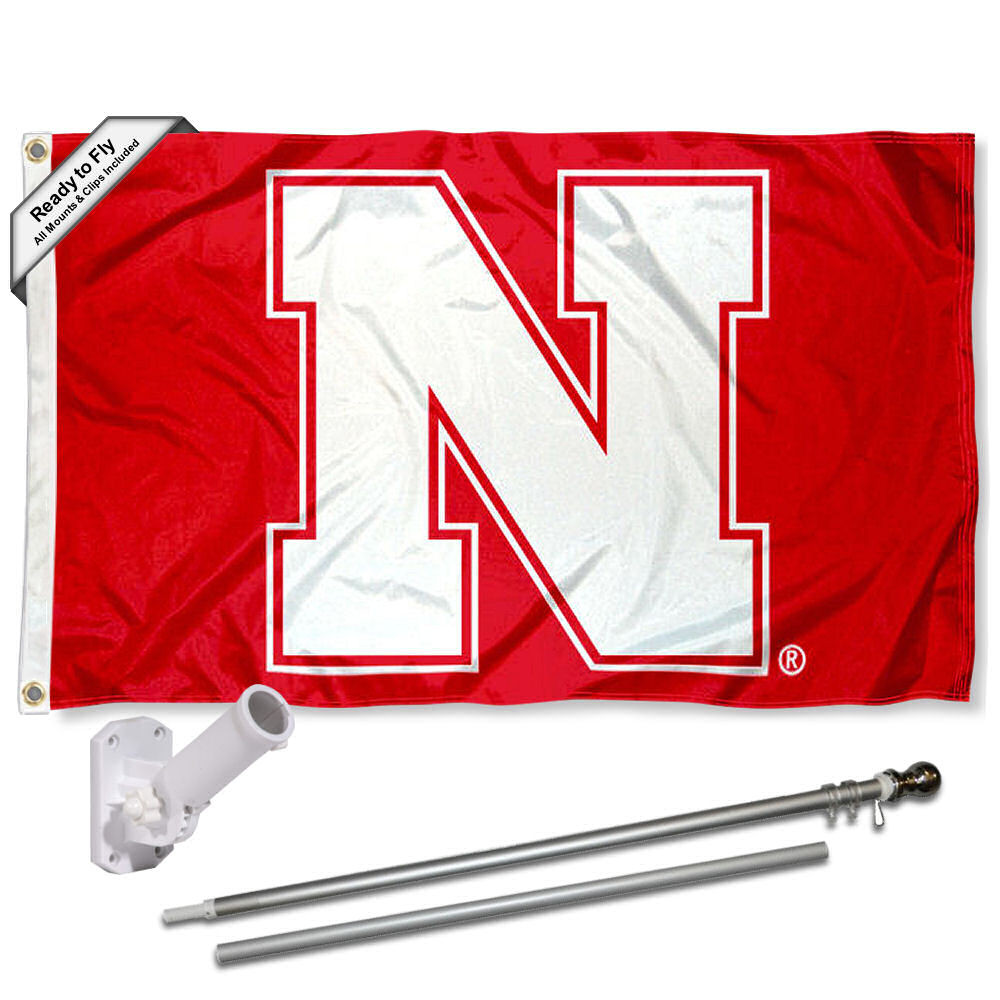 Nebraska Cornhuskers Block N Flag Pole and Bracket Kit - State Street ...