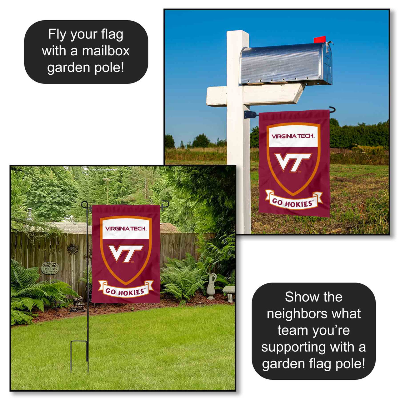 Virginia Tech Go Hokies Shield Garden Flag - State Street Products