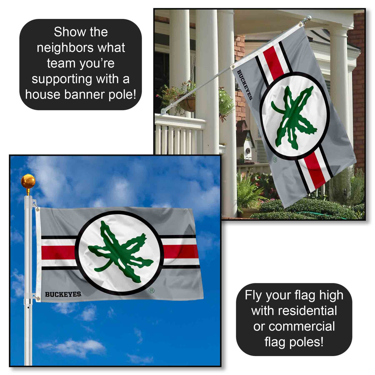 Ohio State Buckeyes Buckeye Leaf Flag - State Street Products