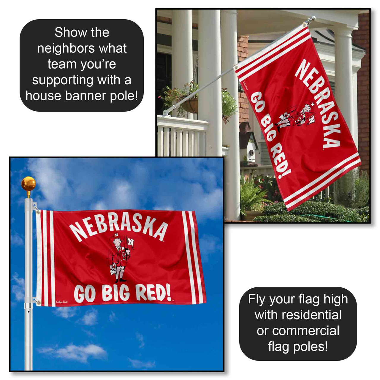 Nebraska Cornhuskers Vintage Retro Throwback Flag - State Street Products