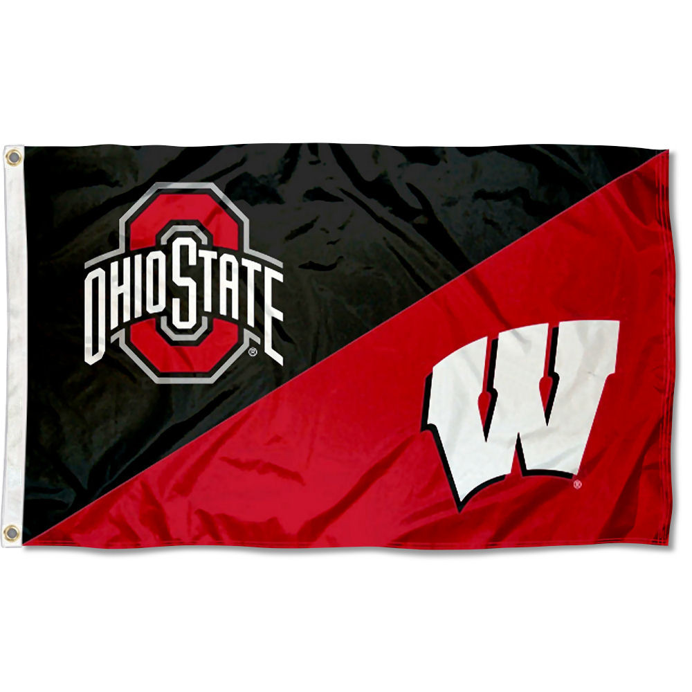 Ohio State vs Wisconsin House Divided 3x5 Flag - State Street Products