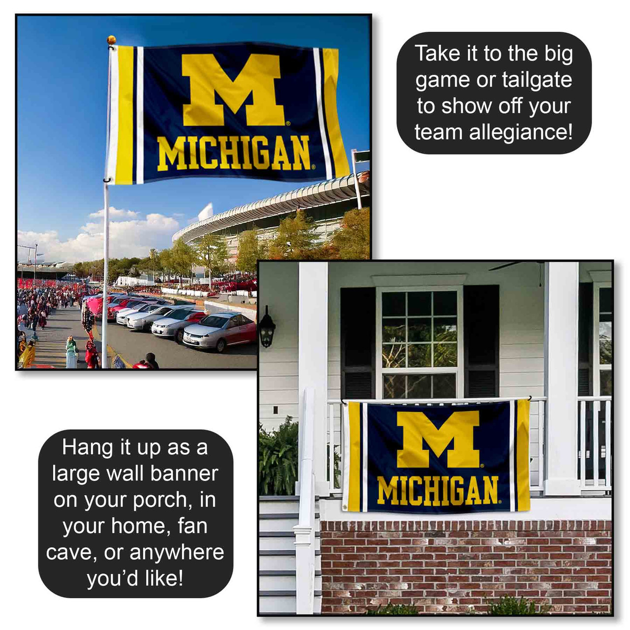 Michigan Wolverines Wordmark Flag - State Street Products