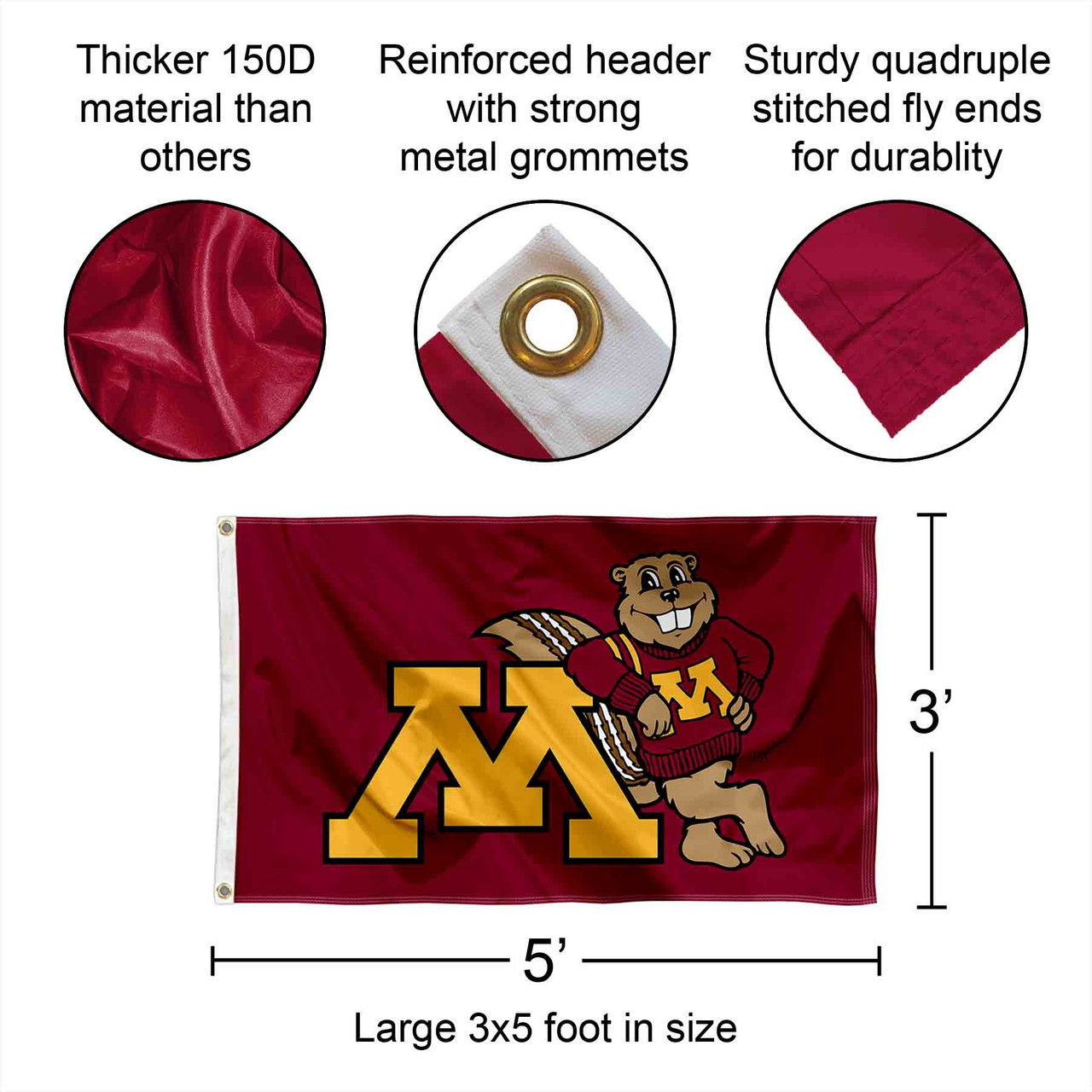 Minnesota Goldy Gopher Flag - State Street Products