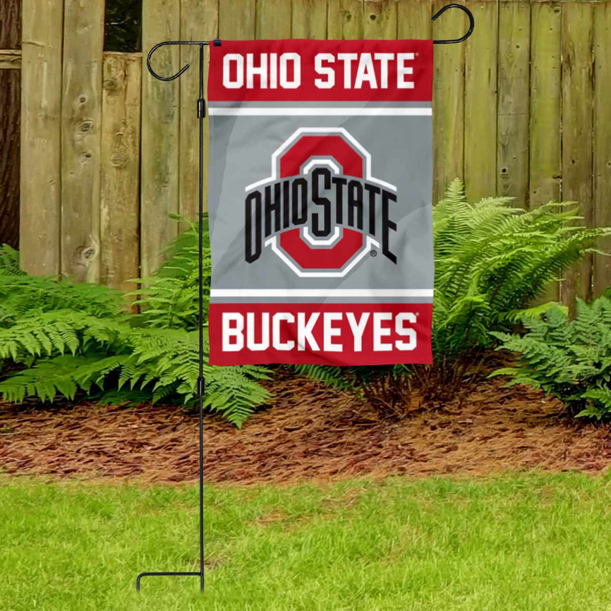 OSU Buckeyes Logo Garden Flag and Pole Stand - State Street Products