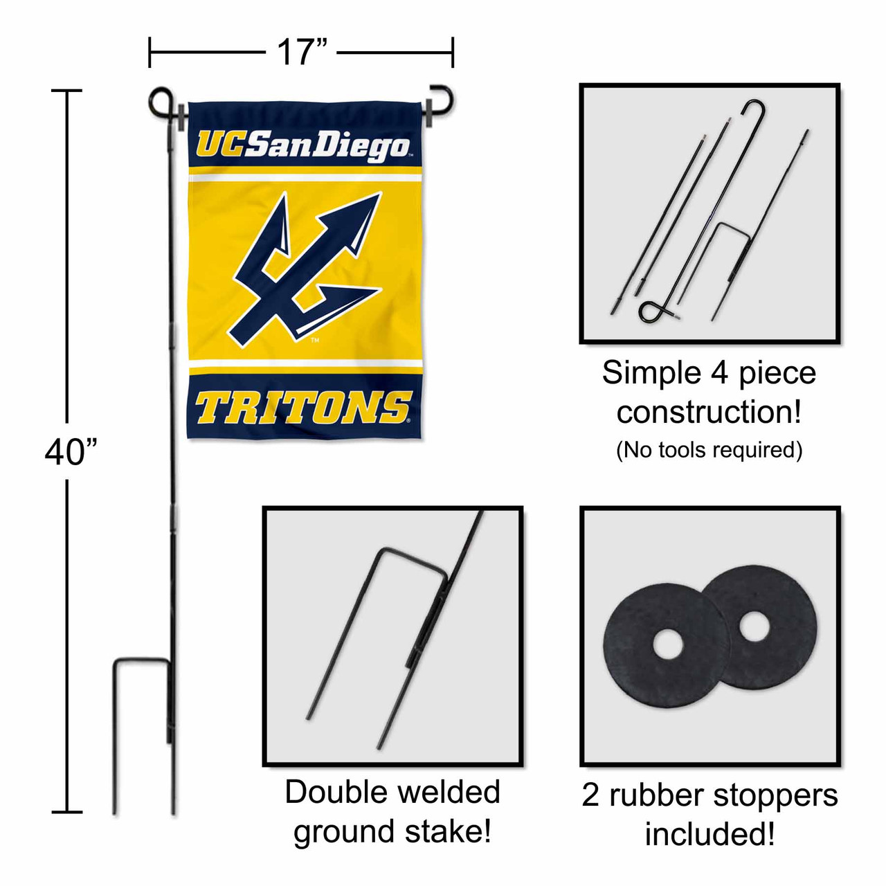 UCSD Tritons Garden Flag and Pole Stand Holder - State Street Products
