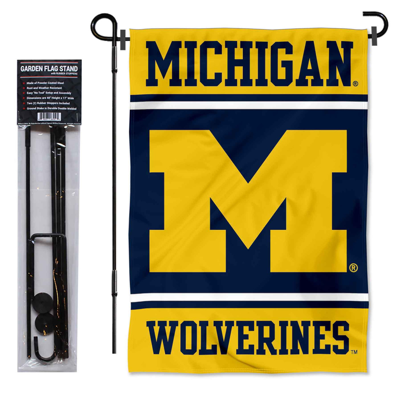 University of Michigan Garden Flag and Stand - State Street Products