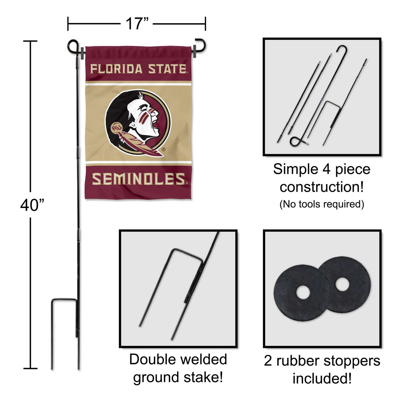 Florida State University Garden Flag and Stand - State Street Products