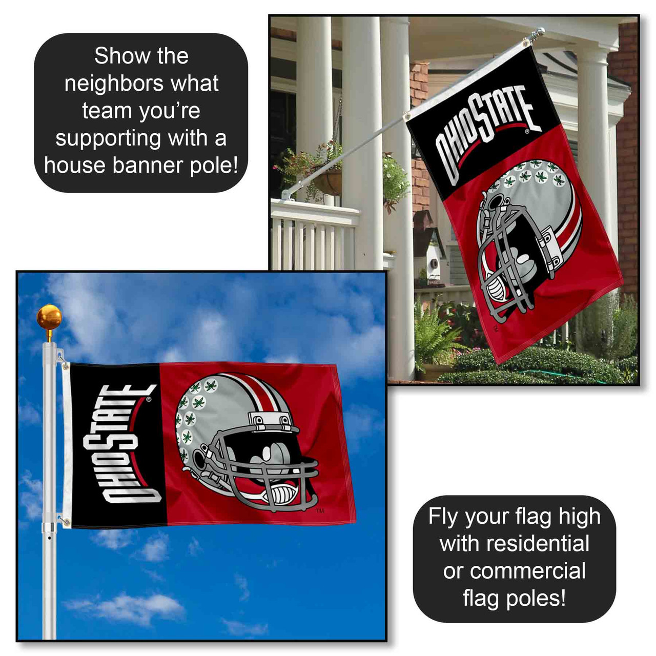 Ohio State Buckeyes Football Helmet Flag - State Street Products