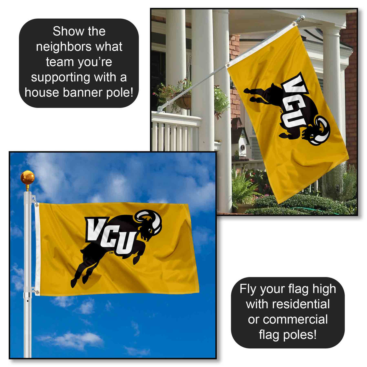 VCU Rams Jumping Ram Flag - State Street Products