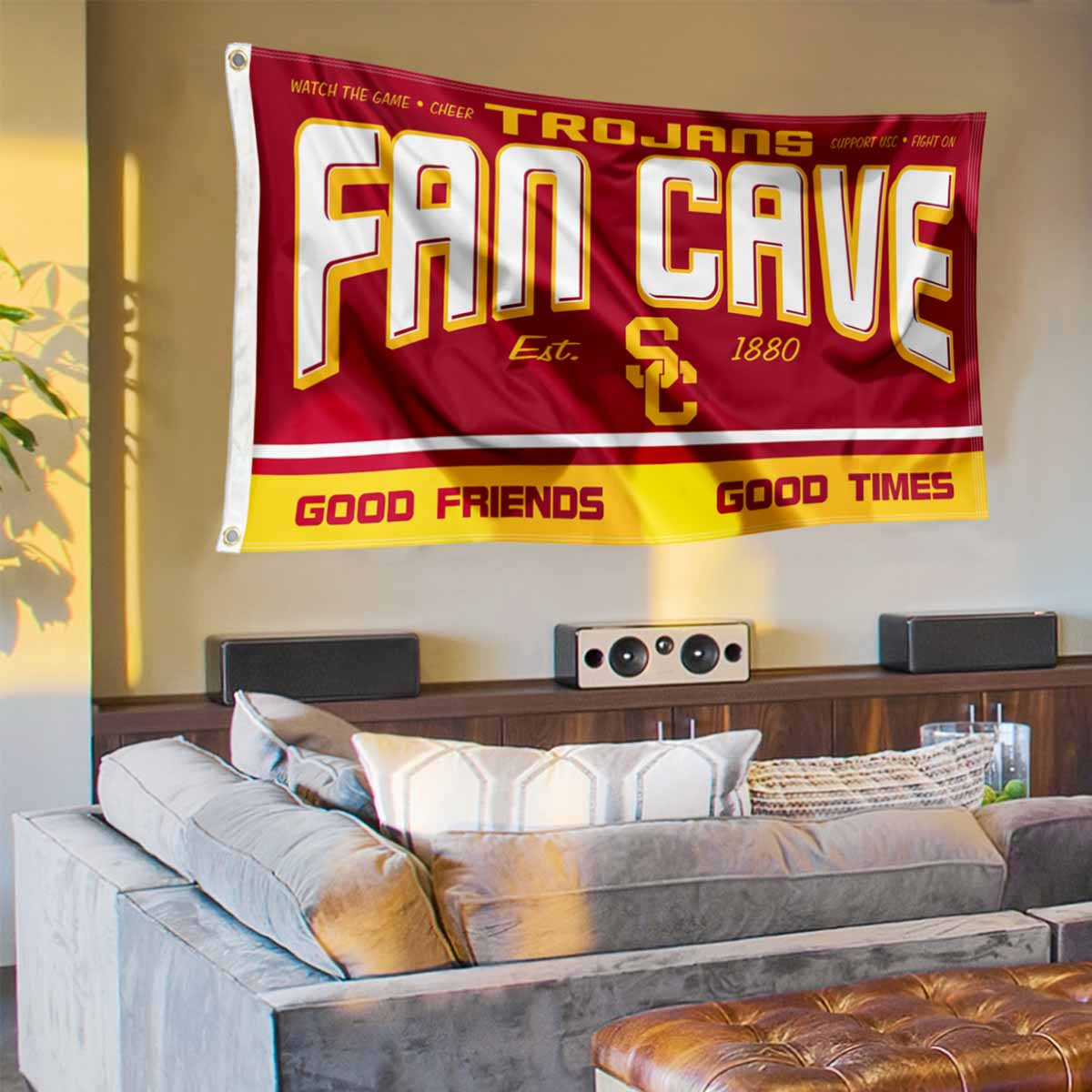 USC Trojans Fan Man Cave Game Room Banner Flag - State Street Products