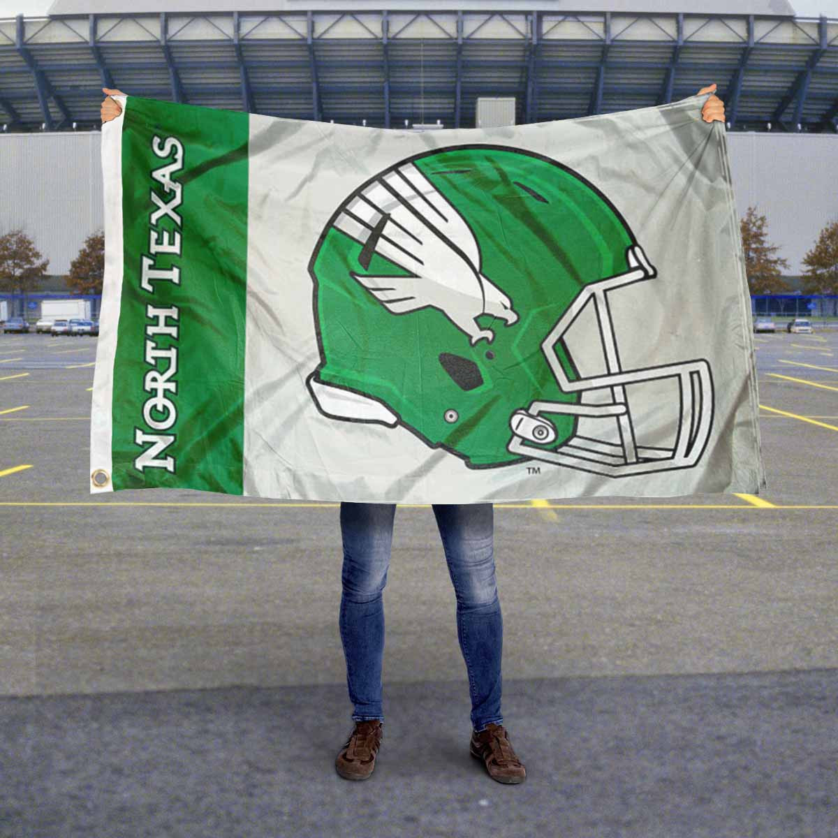 UNT Mean Green Football Helmet Flag - State Street Products
