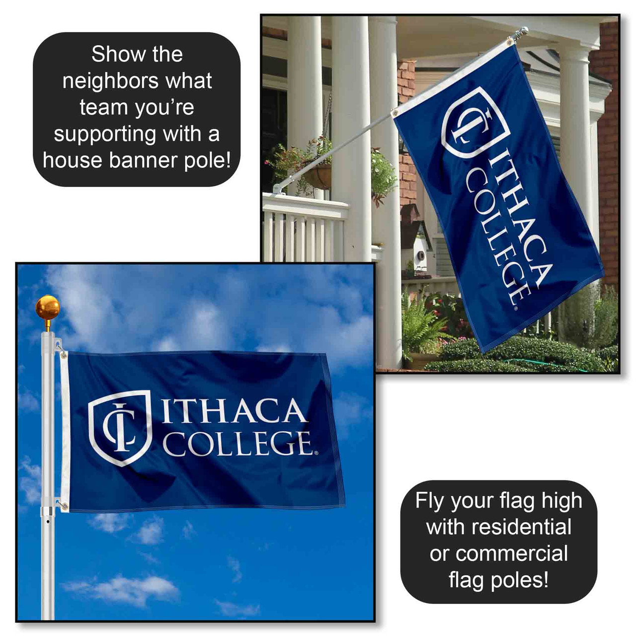 Ithaca College Wordmark Logo Flag - State Street Products
