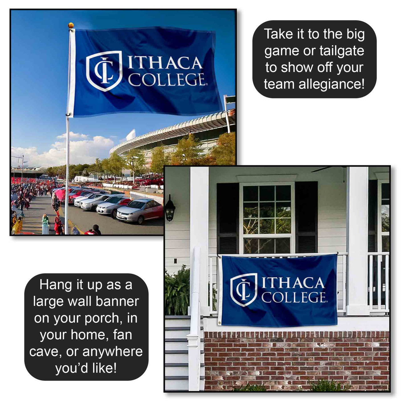 Ithaca College Wordmark Logo Flag - State Street Products