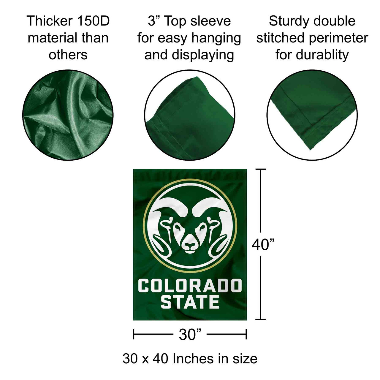 Colorado State Rams Logo Double Sided House Flag - State Street Products