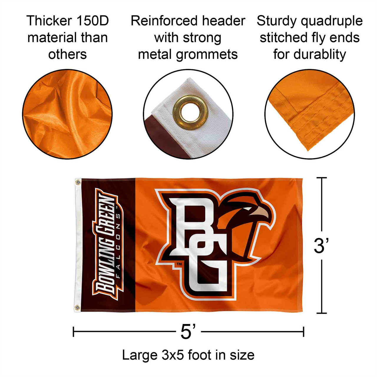Bowling Green State University Falcons 3x5 Flag - State Street Products