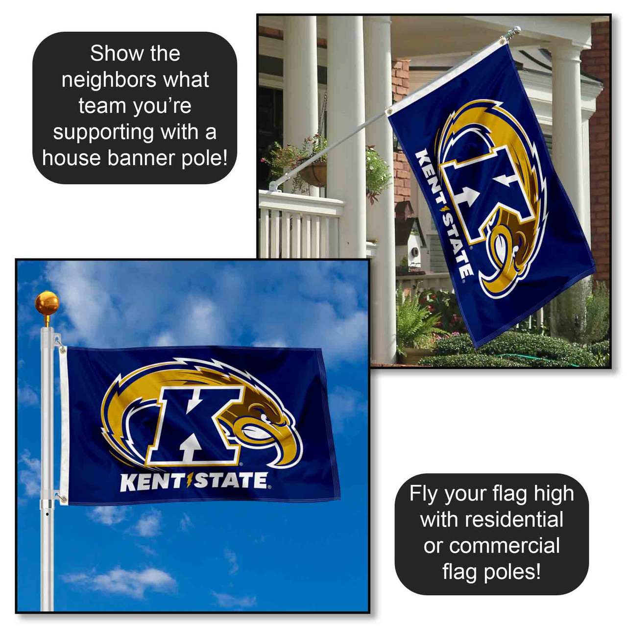 Kent State Golden Flashes New Logo Flag - State Street Products