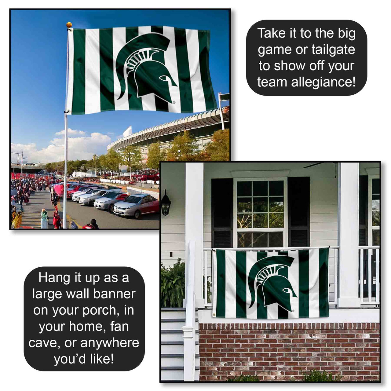 Michigan State Spartans Stripe Out Flag - State Street Products