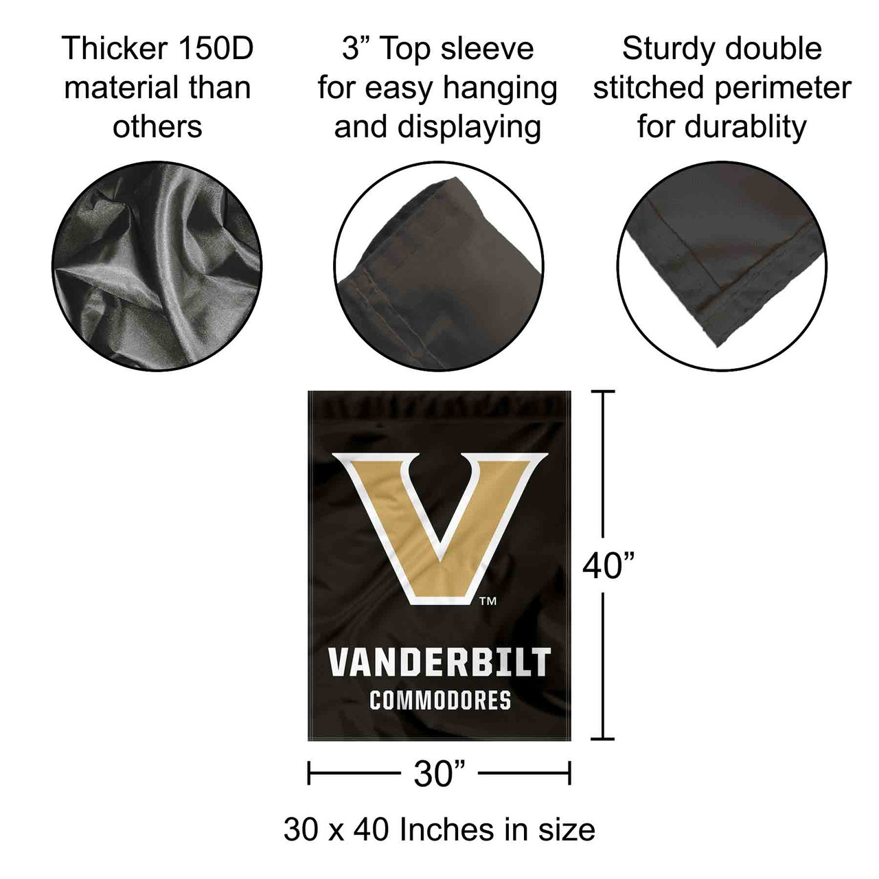 Vanderbilt Commodores Wordmark Double Sided House Flag - State Street ...