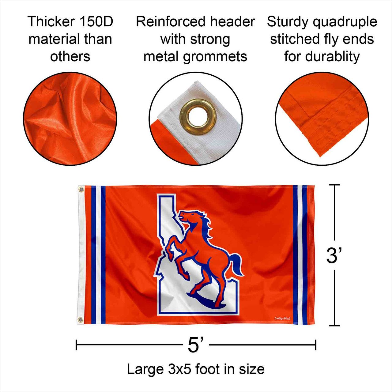 Boise State Broncos Throwback Vault Logo Flag - State Street Products
