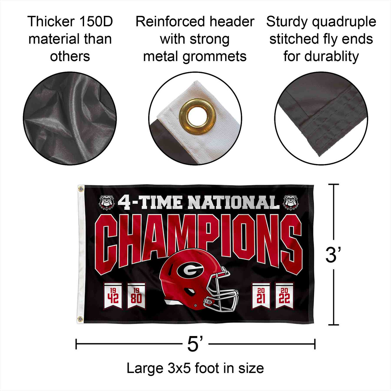 Georgia Bulldogs 4x Champs Banner with Tack Wall Pads - State Street ...