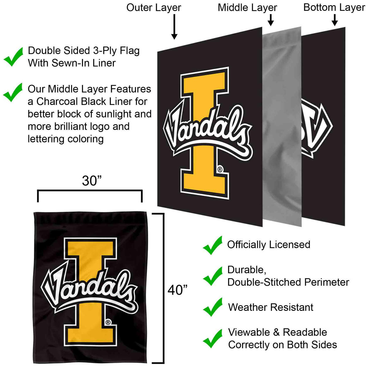 Idaho Vandals House Flag - State Street Products