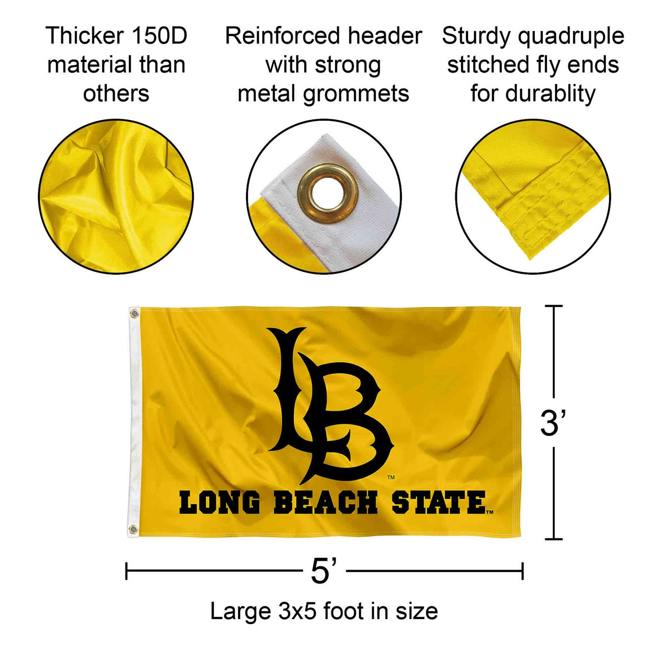 Cal State Long Beach 49ers Wordmark Logo Flag - State Street Products