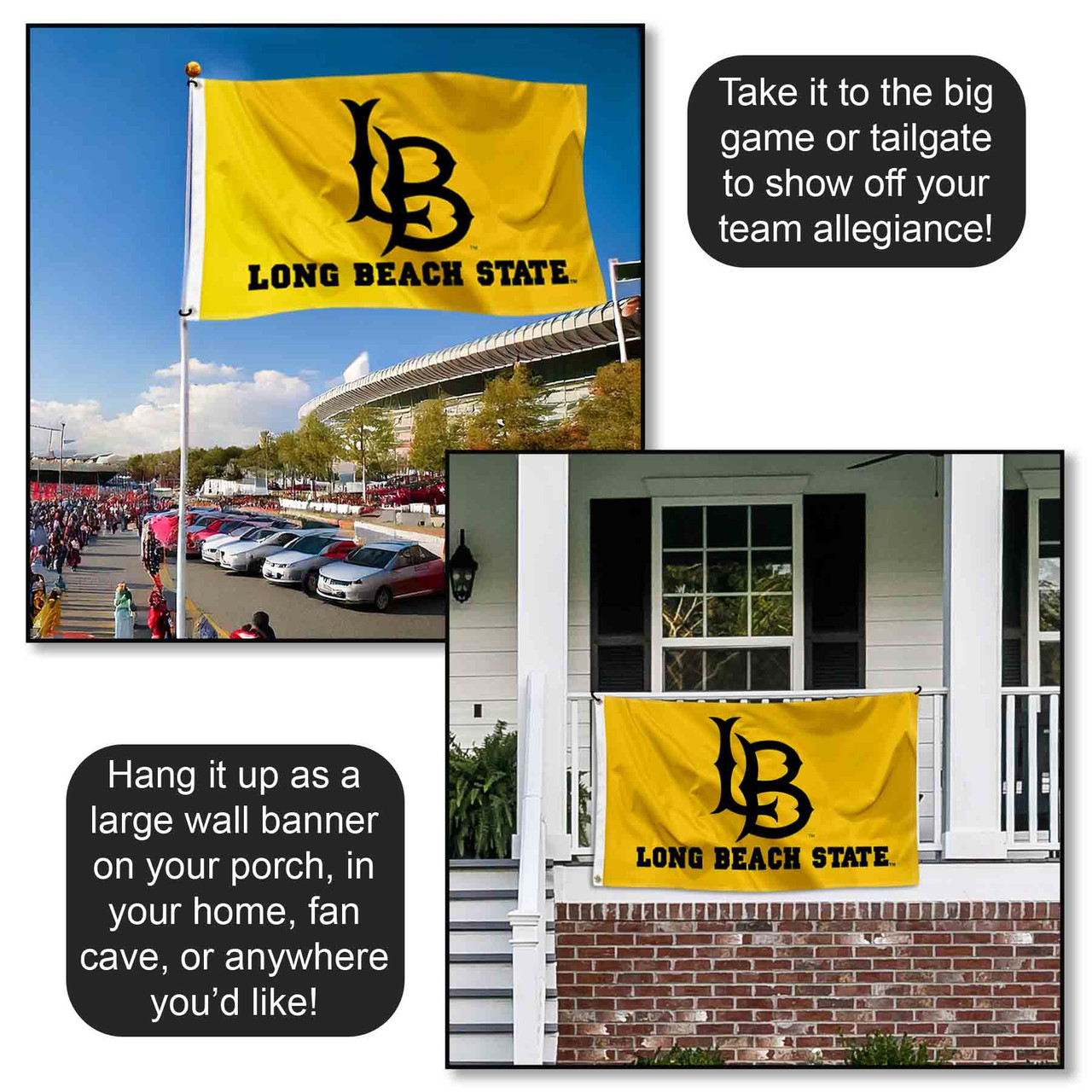 Cal State Long Beach 49ers Wordmark Logo Flag - State Street Products