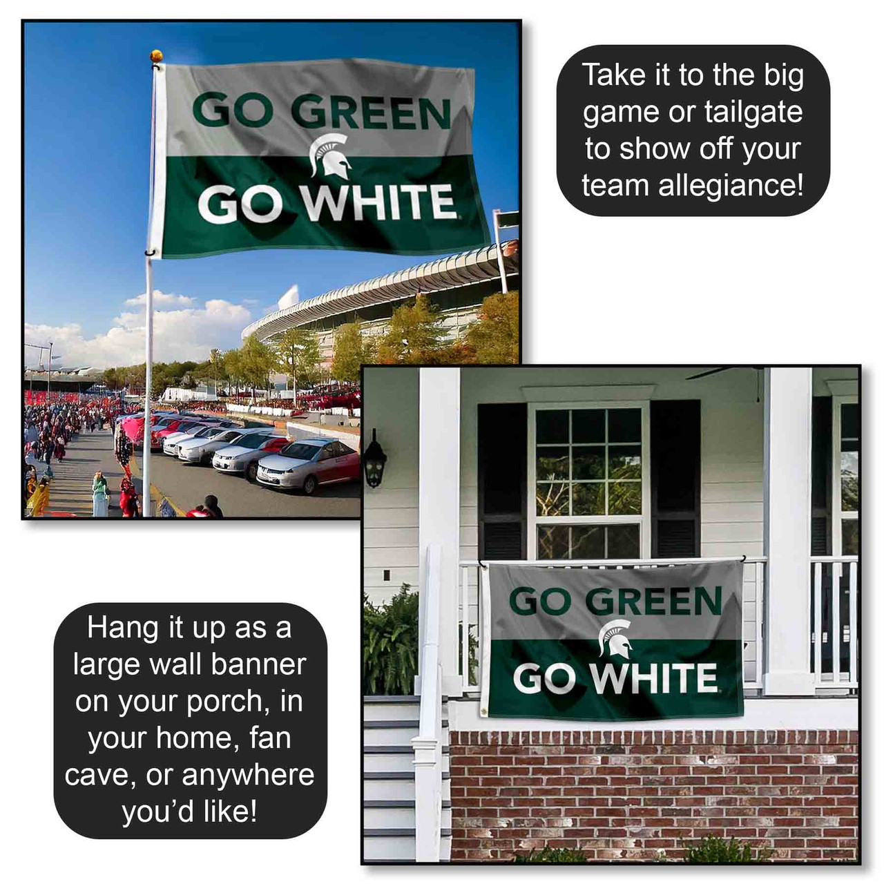 Michigan State Spartans Go Green Go White Flag - State Street Products