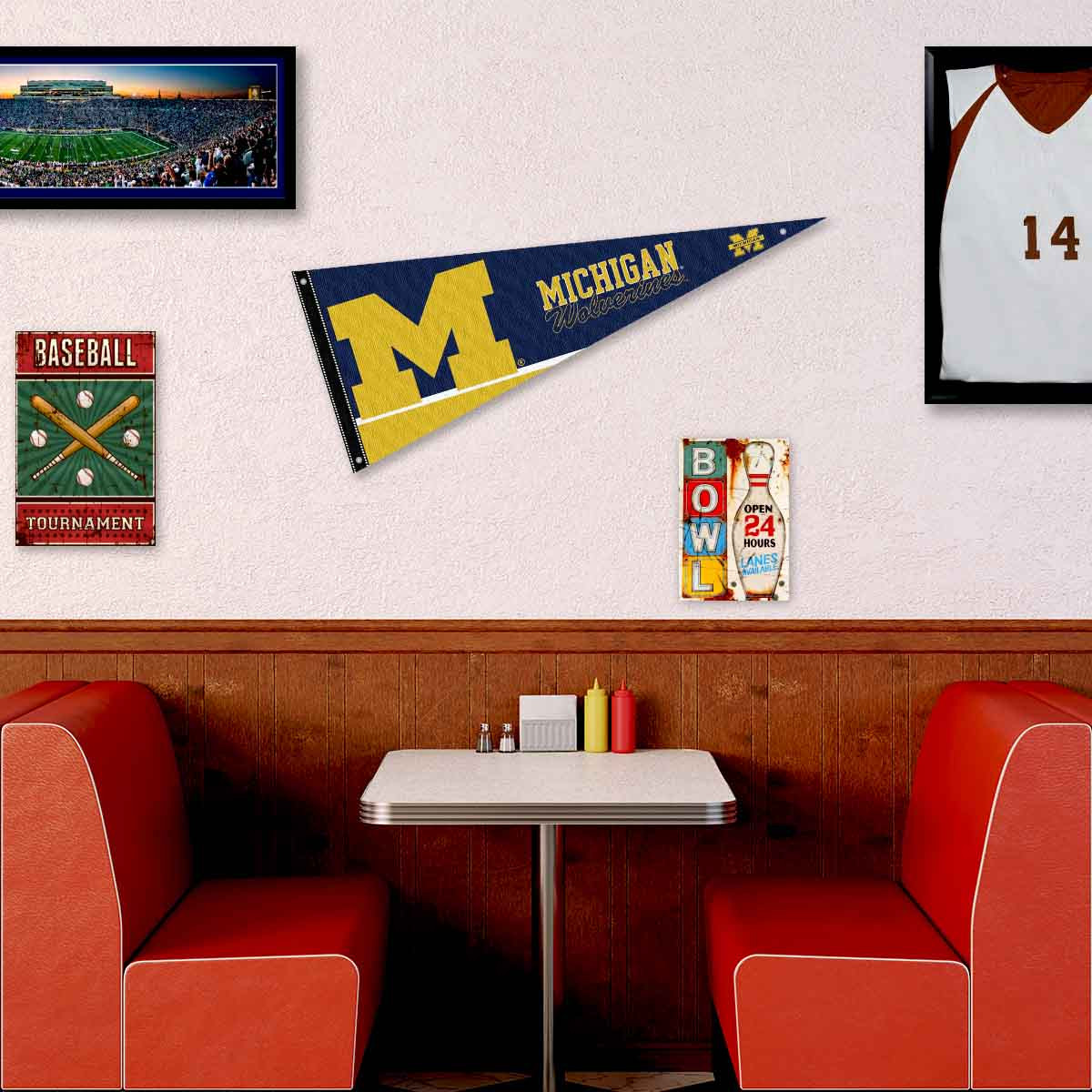 University of Michigan Banner Pennant with Tack Wall Pads - State ...