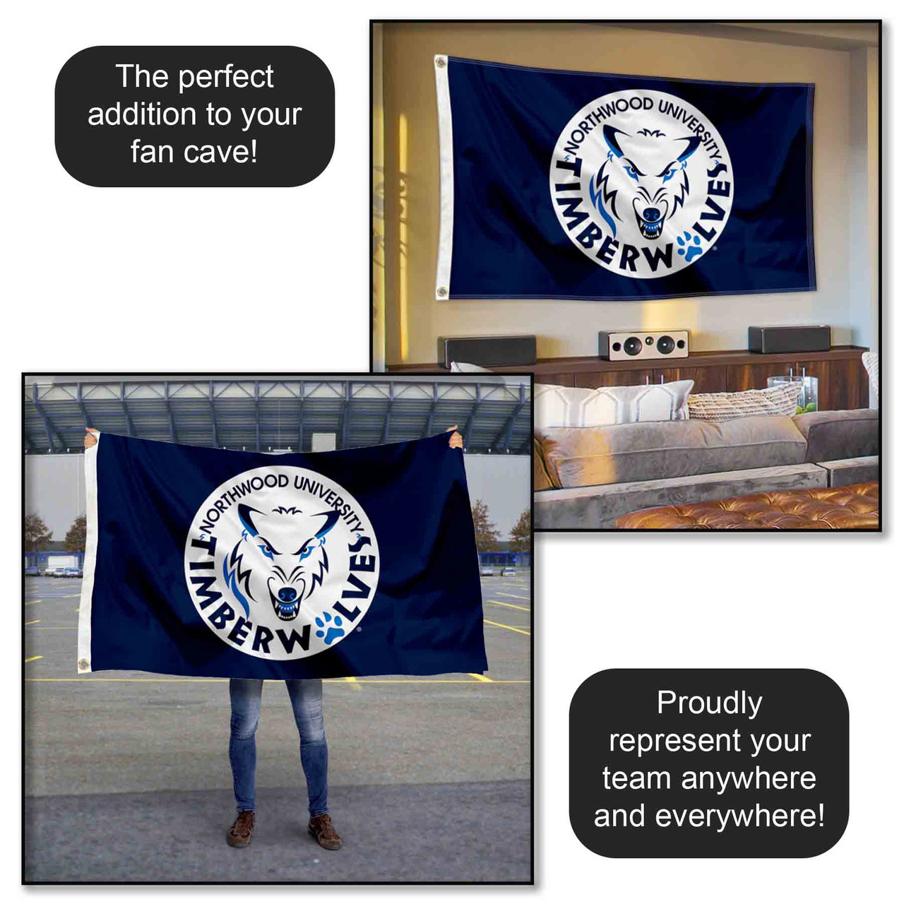 Northwood Timberwolves Flag - State Street Products