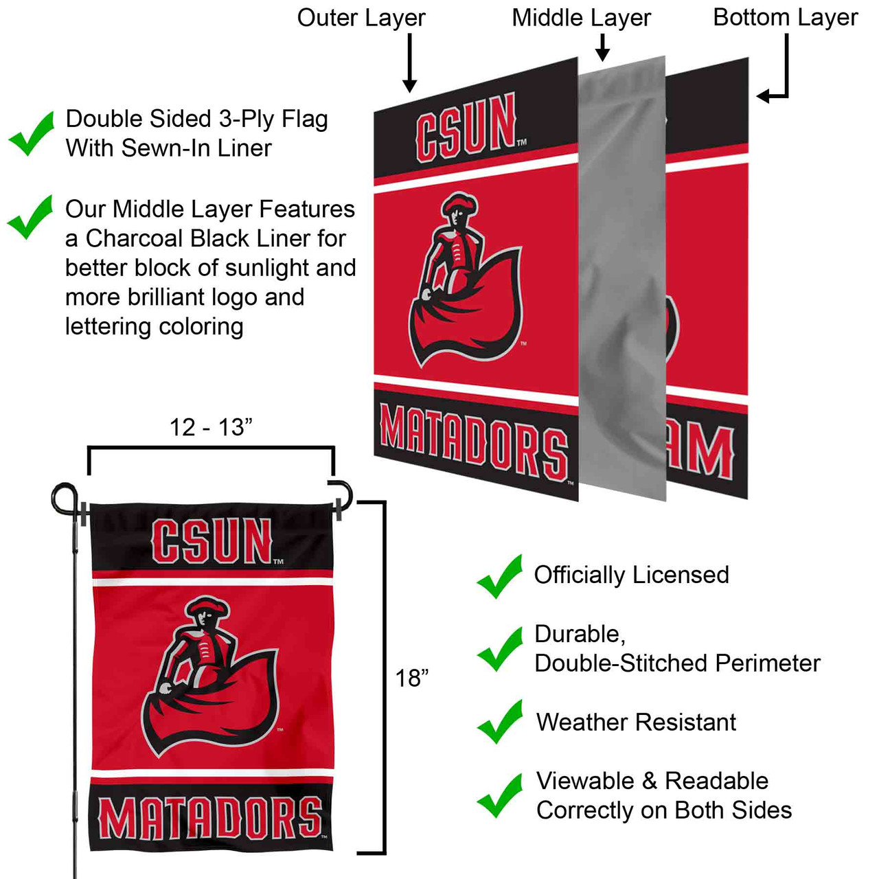 Cal State Northridge Matadors Garden Flag - State Street Products