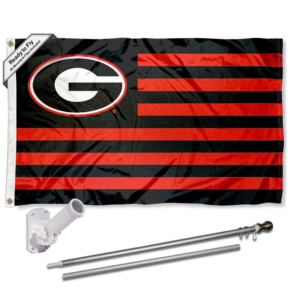 Georgia Bulldogs Flag and Pole and Bracket Kit - State Street Products