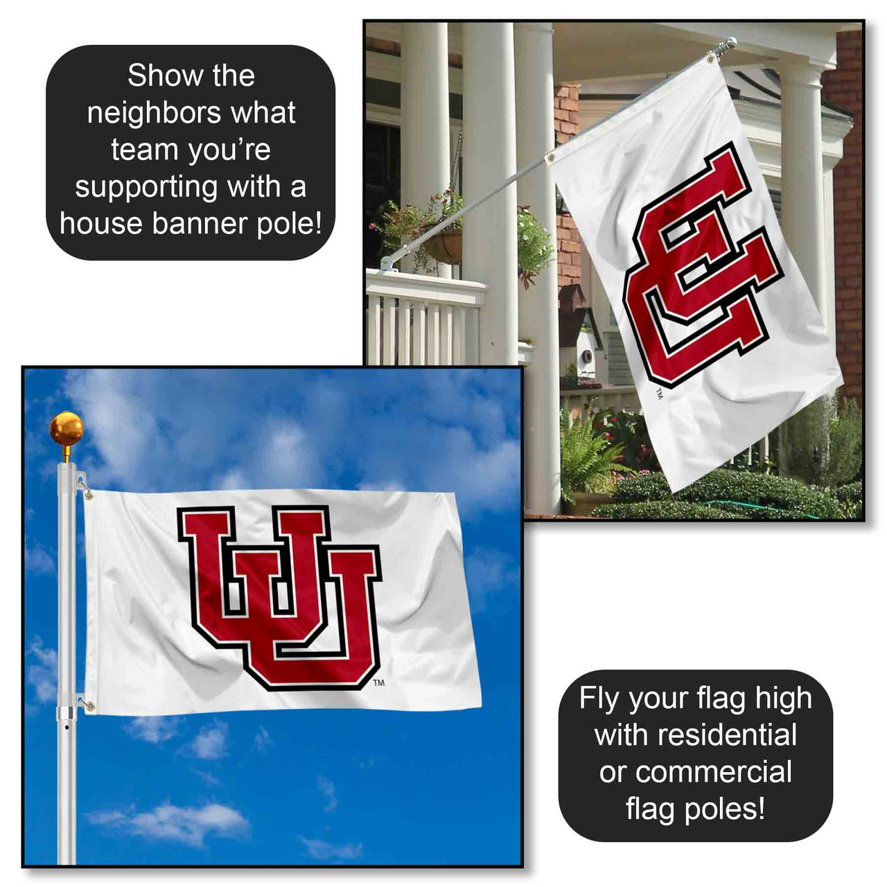 Utah Utes Vintage White Flag - State Street Products