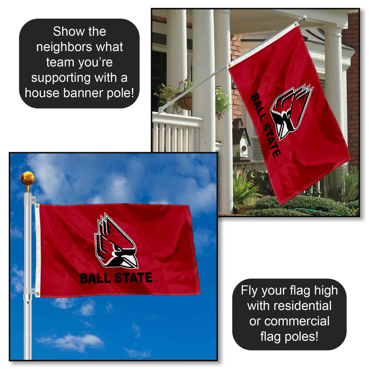 Ball State Cardinals New Logo Red Flag - State Street Products