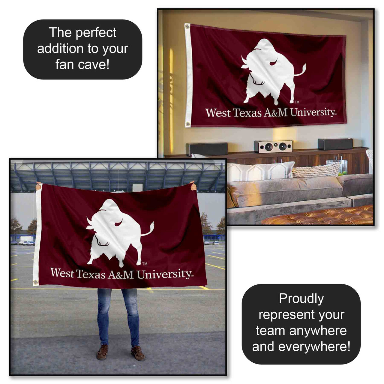 WTAMU Buffaloes New Logo Flag - State Street Products