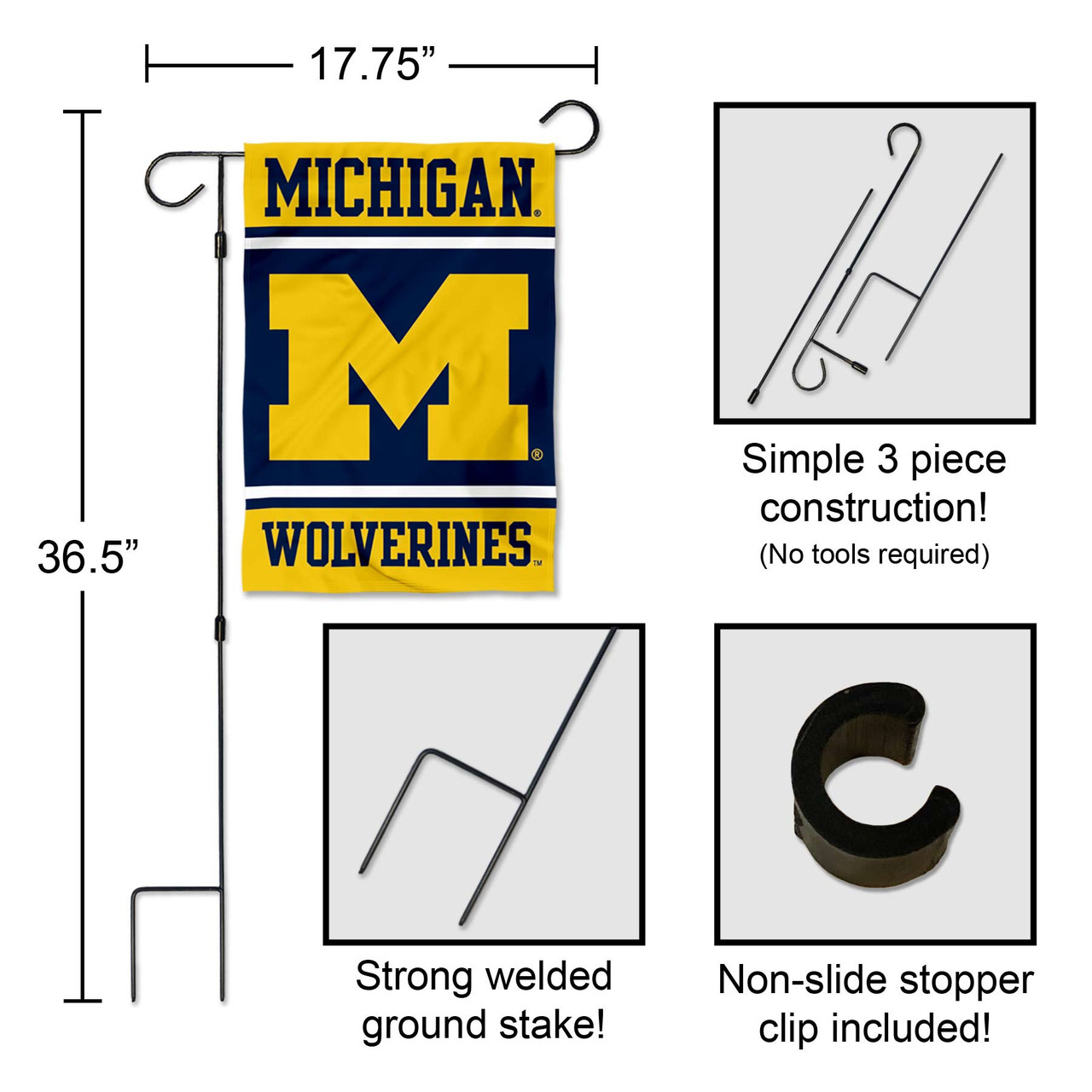 Michigan Wolverines Go Blue Garden Flag and Pole Stand - State Street ...