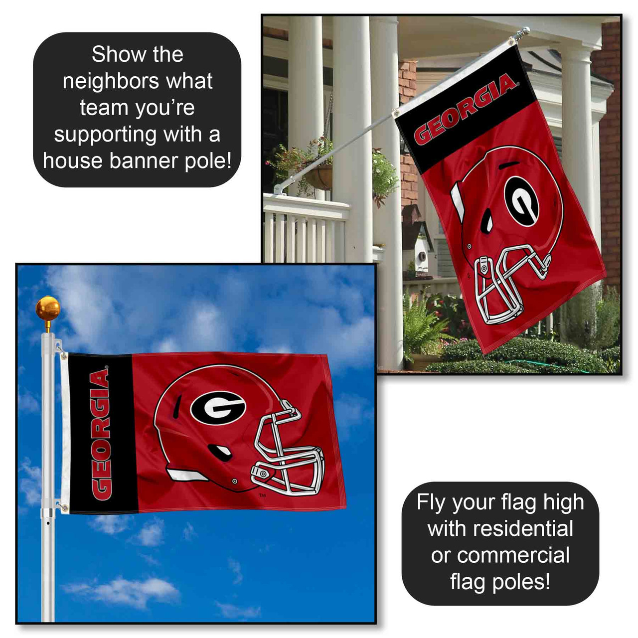 UGA Bulldogs Football Helmet Flag - State Street Products