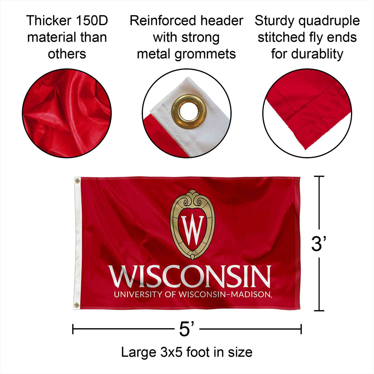 Wisconsin Badgers Crest Flag - State Street Products